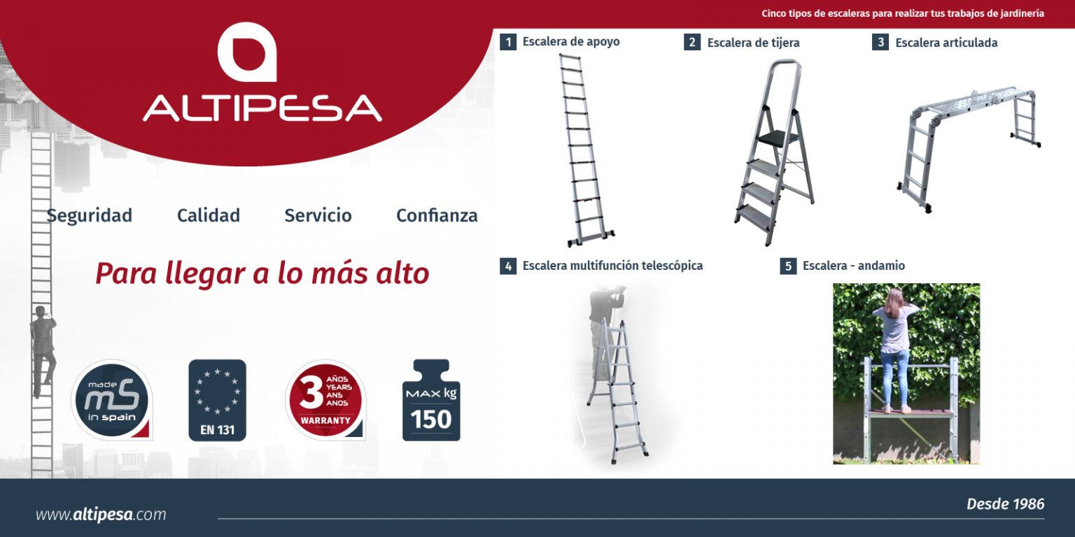Cinco tipos de escaleras para realizar tus trabajos de jardinería